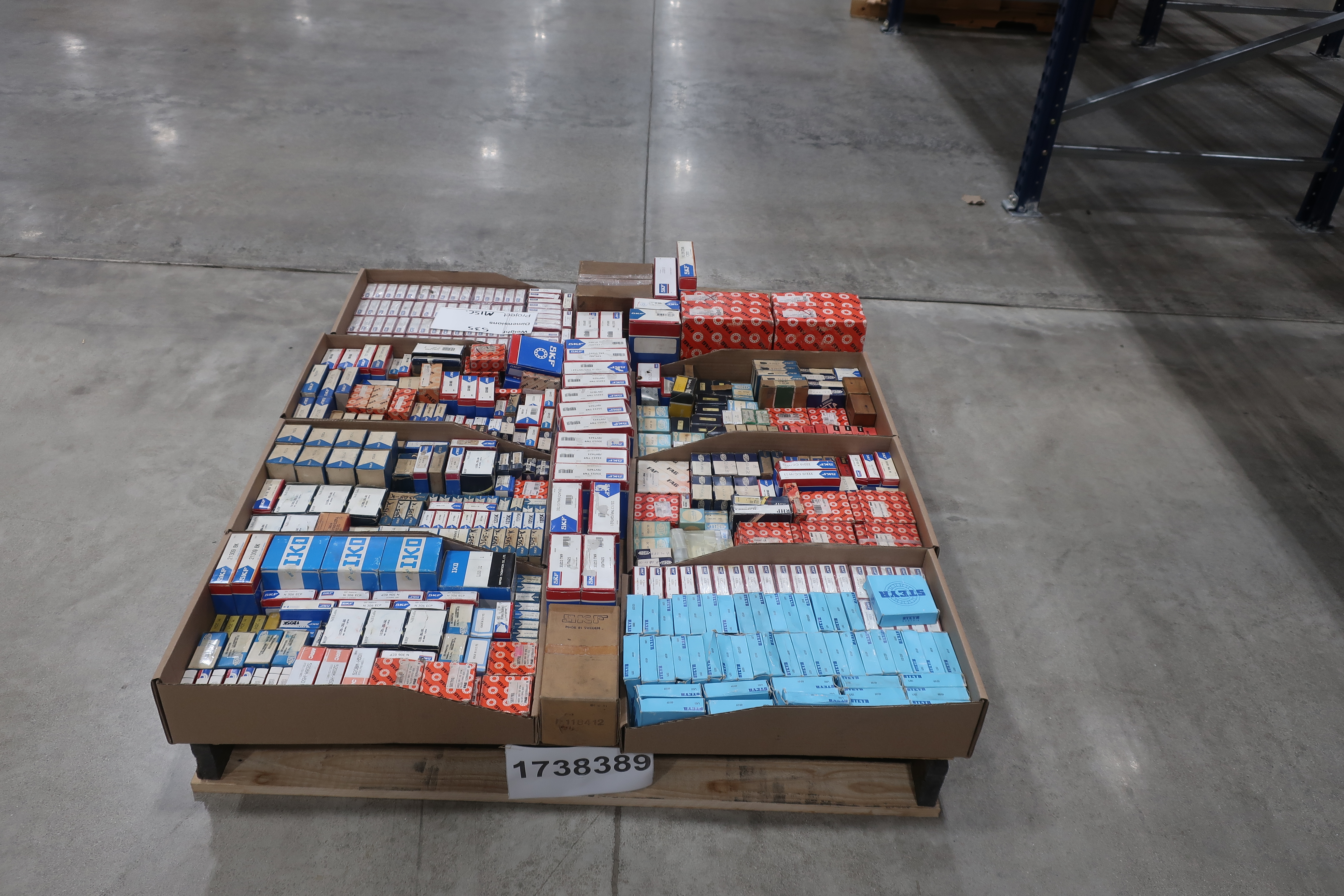 SKU 1738389 - PALLET OF ASSORTED BEARINGS, SKF, FAG, STEYR, MADELLA ...