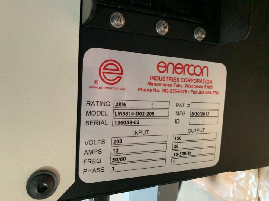 2017 ENERCON LM5814-D02-208 PLASMA GENERATOR TREATMENT MODULE