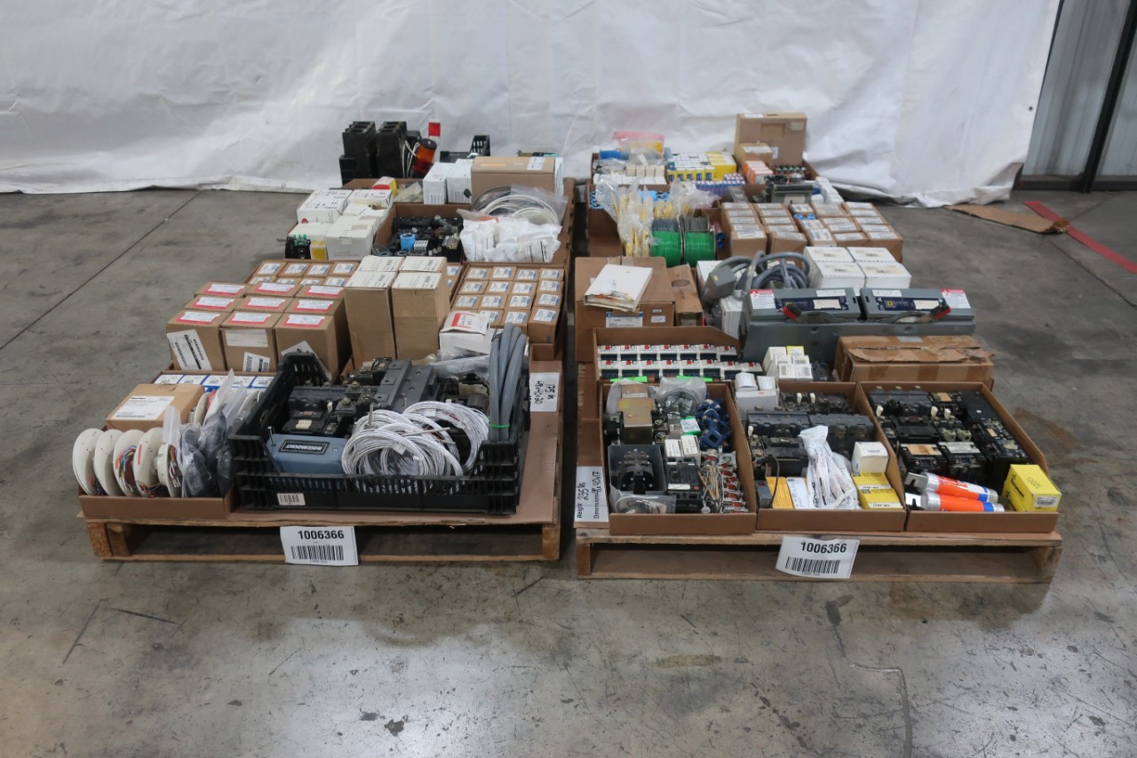 4 PALLETS OF ASSORTED ELECTRICAL COMPONENTS AND HARDWARE