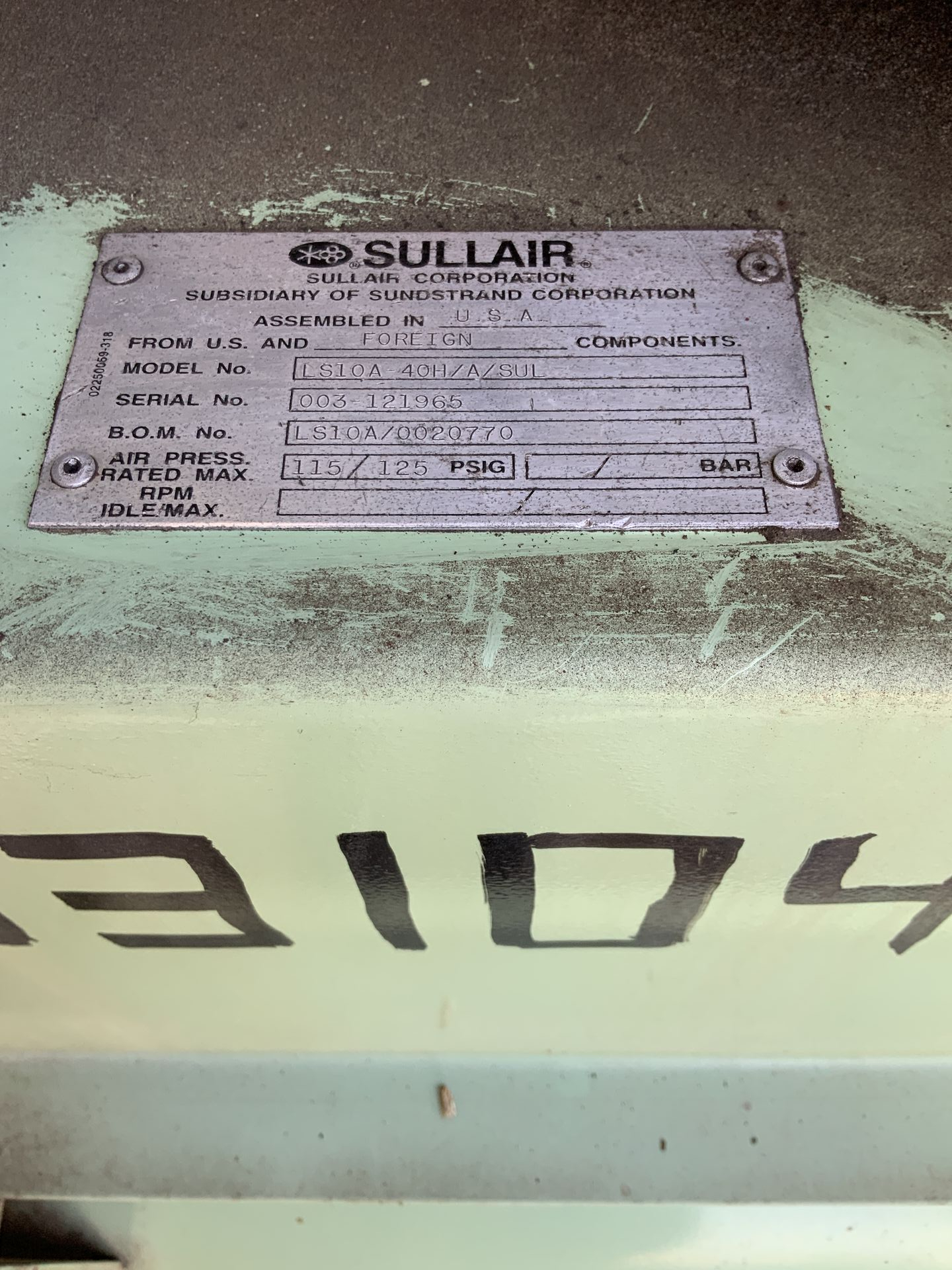 SULLAIR LS10A 40H/A/SUL AIR COMPRESSOR