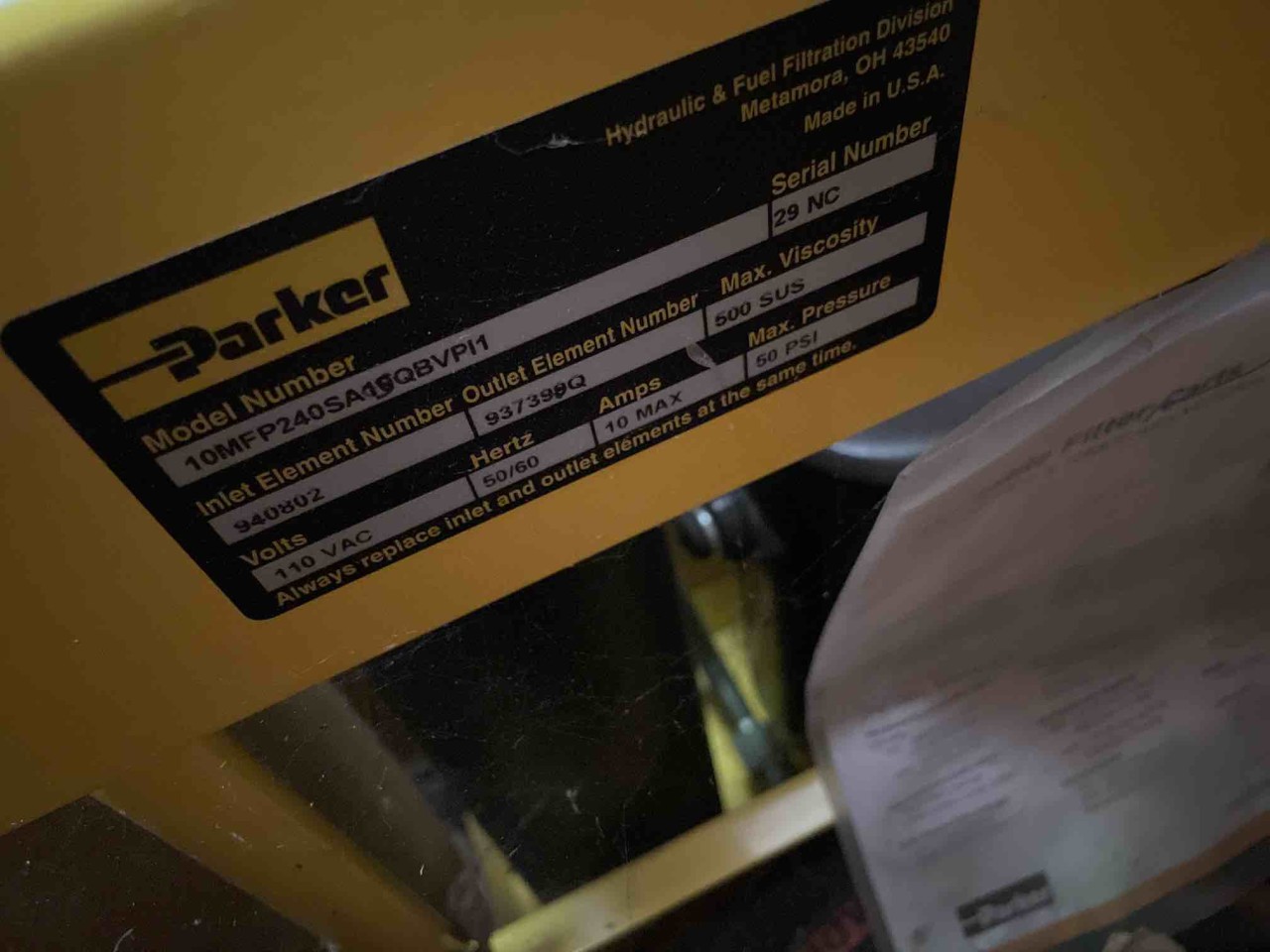 Parker Racor Hydraulic Filter Cart