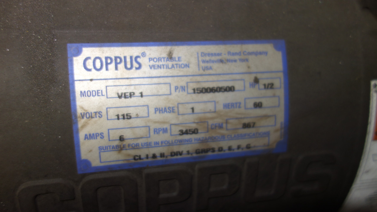COPPUS VEP1 PORTABLE WELDING VENTILATOR 115V For Sale | Aucto