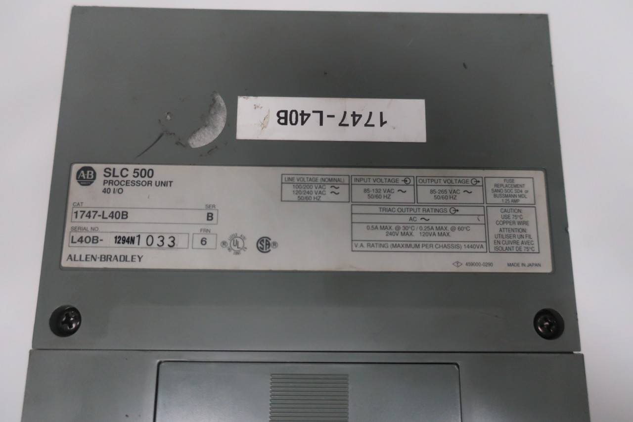 ALLEN BRADLEY 1747-L40B SER B PROCESSOR MODULE