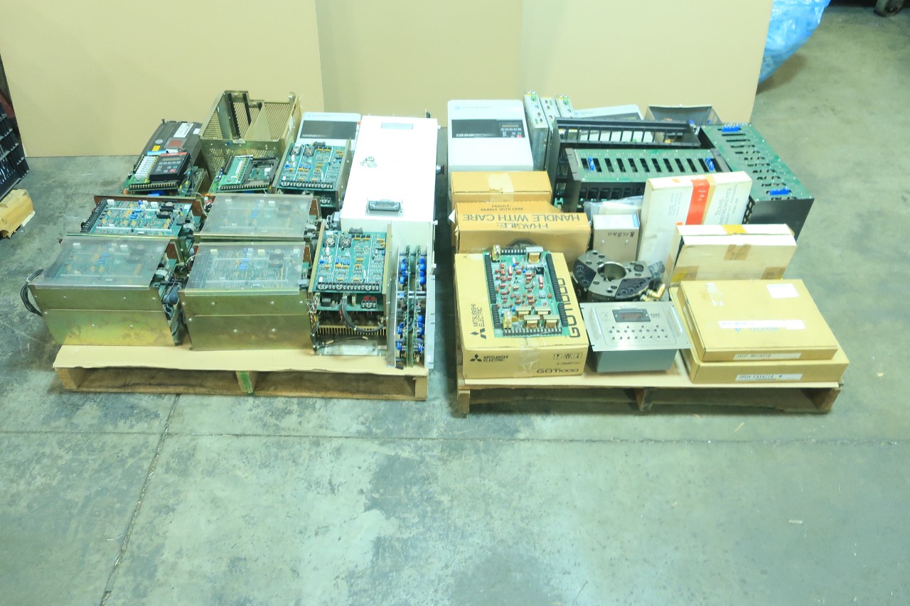 2 PALLETS OF ASSORTED ELECTRICAL SERVO DRIVE, CONTROLS, WIND TURBINE ...