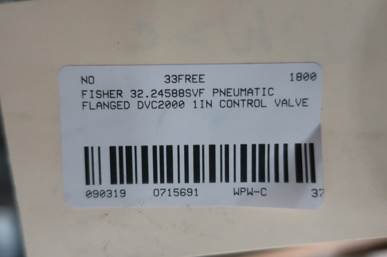 FISHER 32.24588SVF PNEUMATIC FLANGED DVC2000 1IN CONTROL VALVE For Sale ...