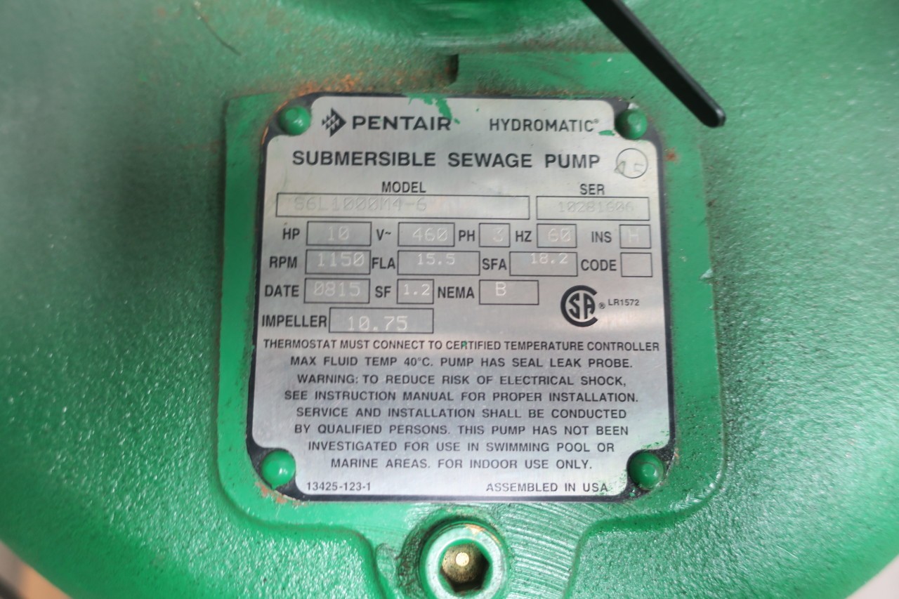 PENTAIR HYDROMATIC SEWAGE IRON SUBMERSIBLE PUMP