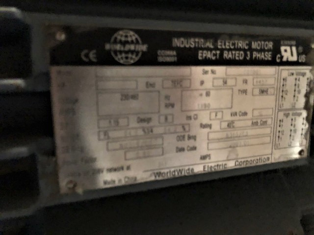 125 HP 1200 RPM 445T Frame Worldwide Motor New Surplus