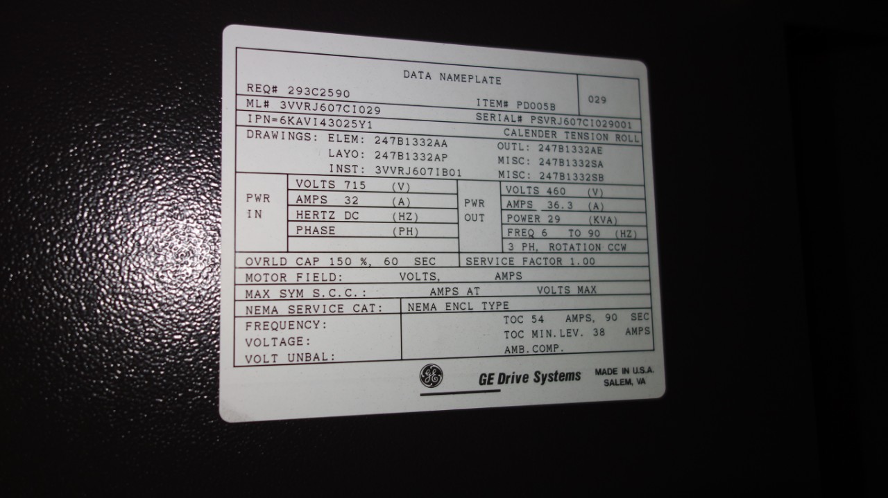 GE INNOVATION SERIES 3VVRJ607CI029 LV AC DRIVE CABINET For Sale | Aucto