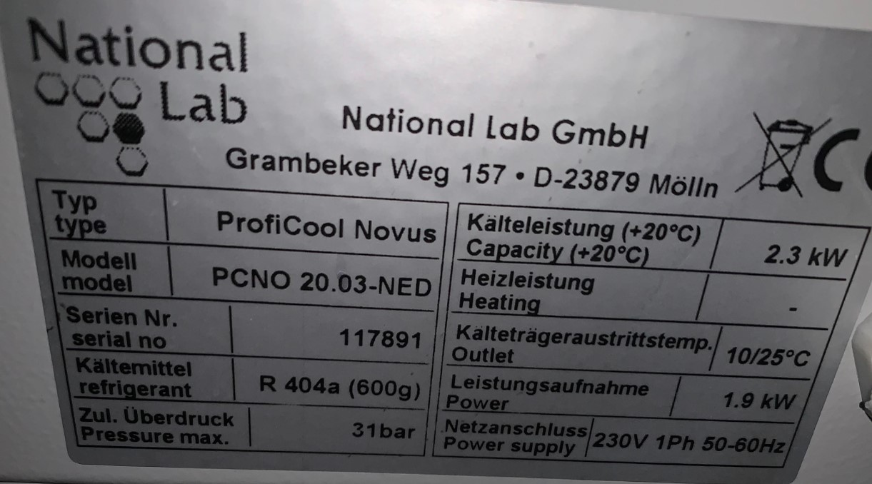 NATIONAL LAB PCNO 20.03-NED CHILLER UNIT