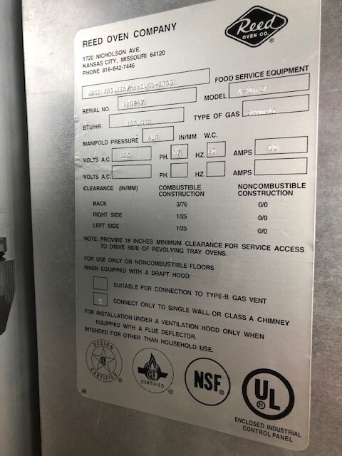 Used Reed 4-20X56 Stainless Steel Gas Deck Oven
