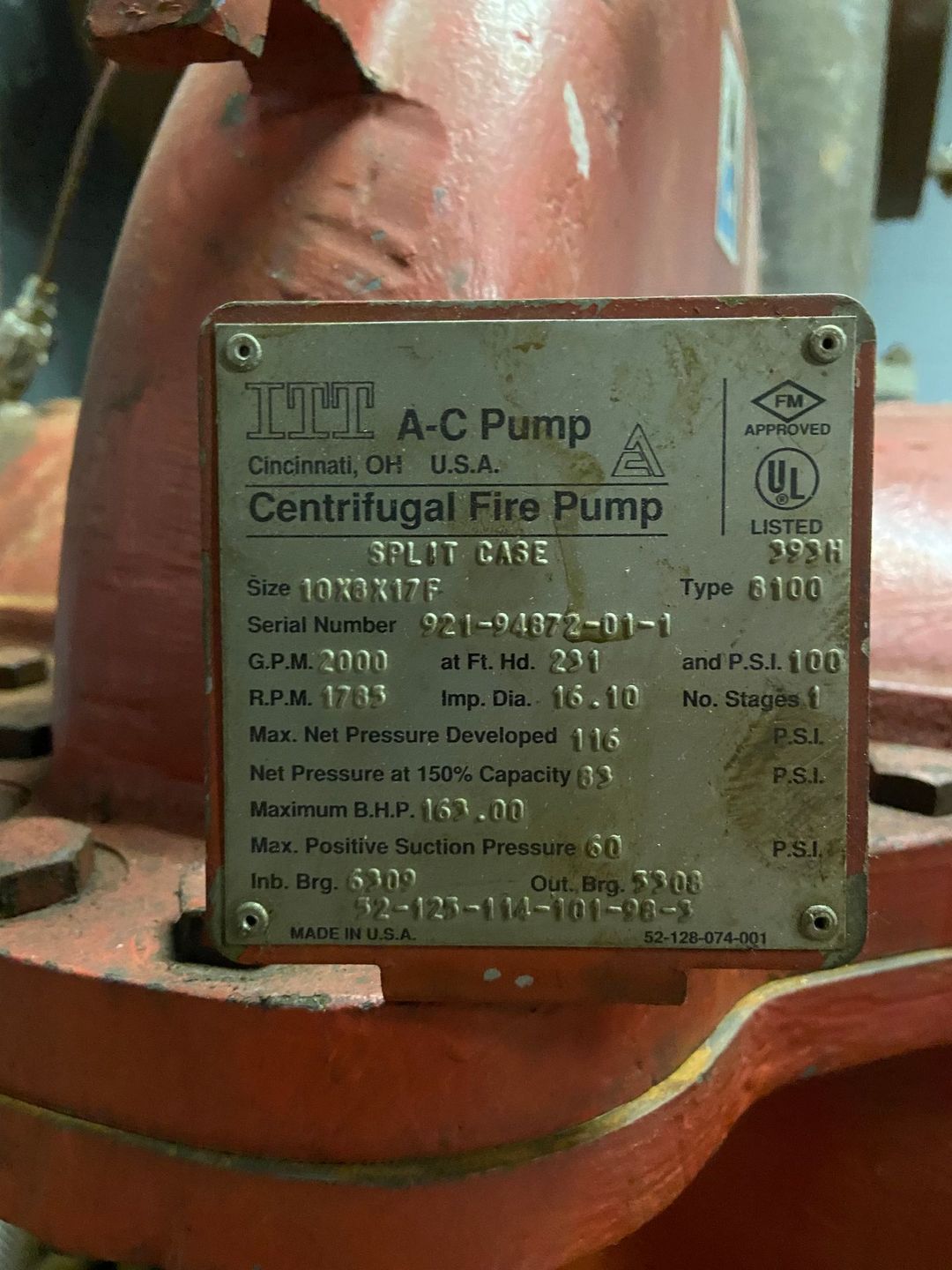 1995 CUMMINS 359 CID 5.9L SERIES 403 DIESEL ENGINE FIRE PUMP SYSTEM