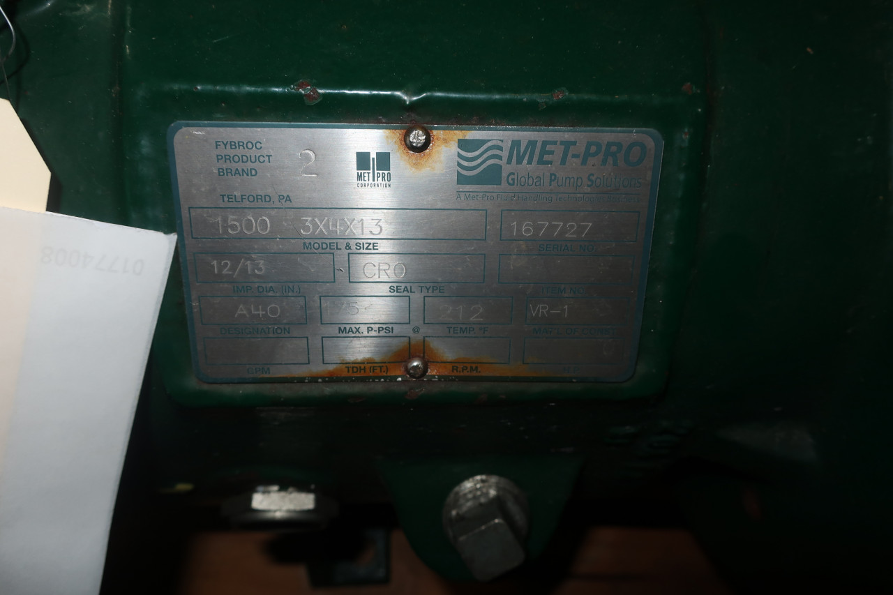 MET-PRO 1500 3X4X13 PUMP 175PSI