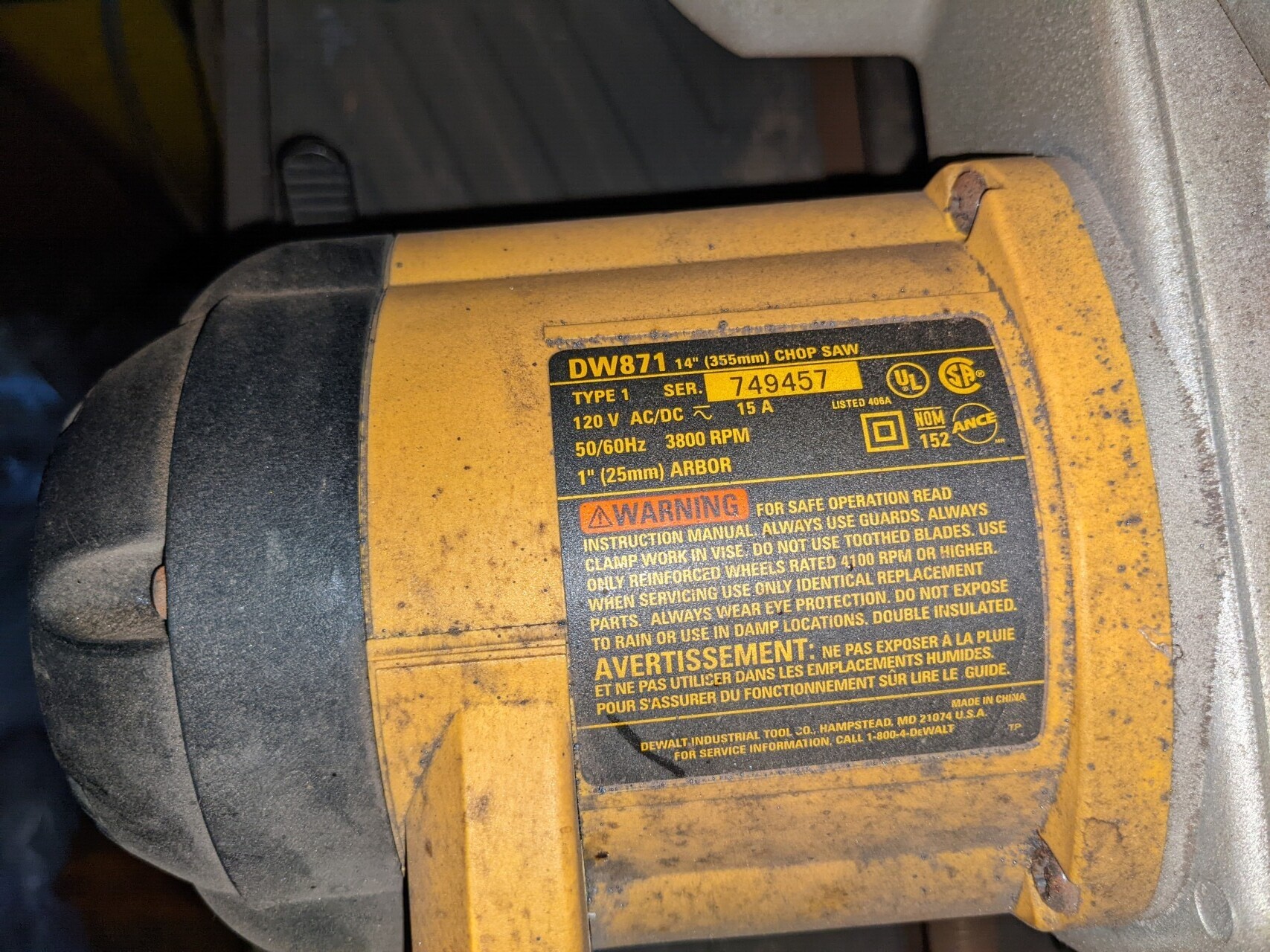 DEWALT DW871 120V-AC CHOP SAW