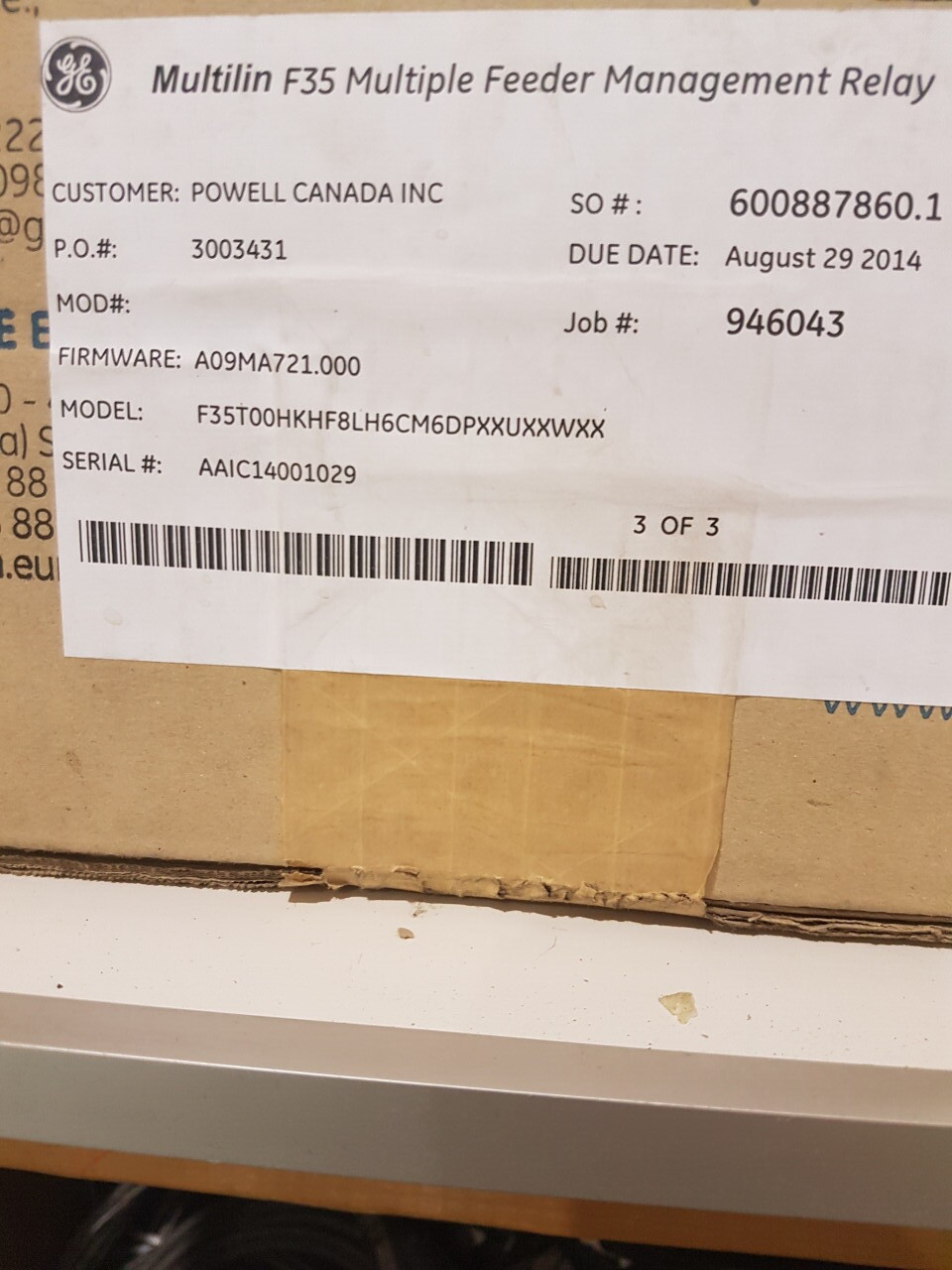 Multilin F35 Multiple FEEDER Management Relay (QTY 1 )