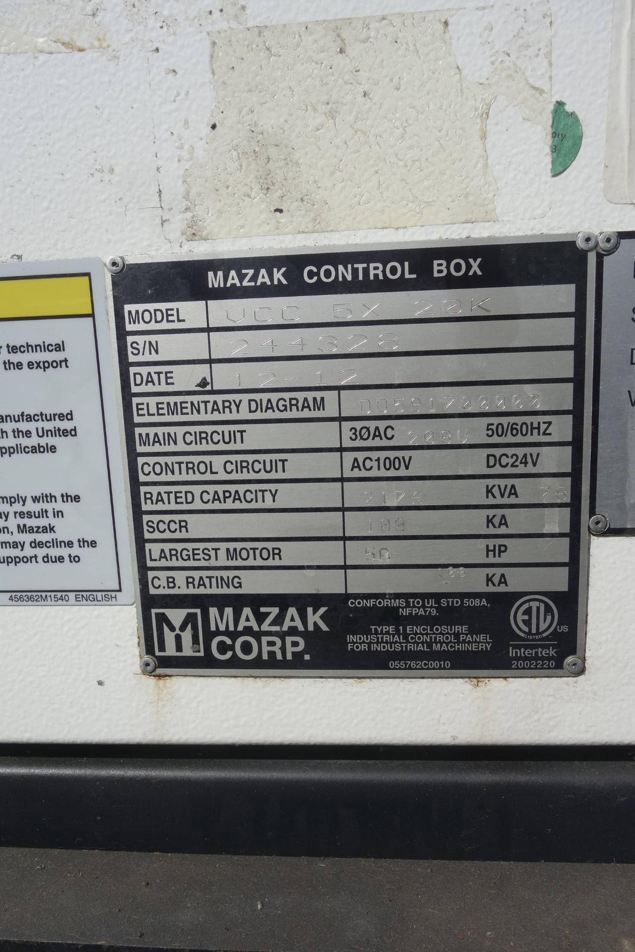 MAZAK VERTICAL CENTER NEXUS COMPACT 5X CNC MACHINE