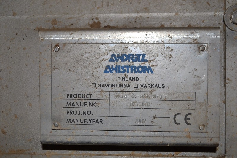 ANDRITZ AHLSTROM MICRA-SCREEN SINGLE 2002 SIDEHILL SCREEN
