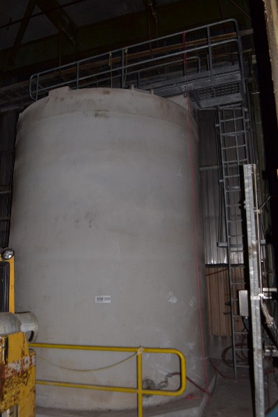 CHEMICAL PULP SILO PLASTIC 392,000L TANK WITH BALL AND KNIFE GATE VALVES