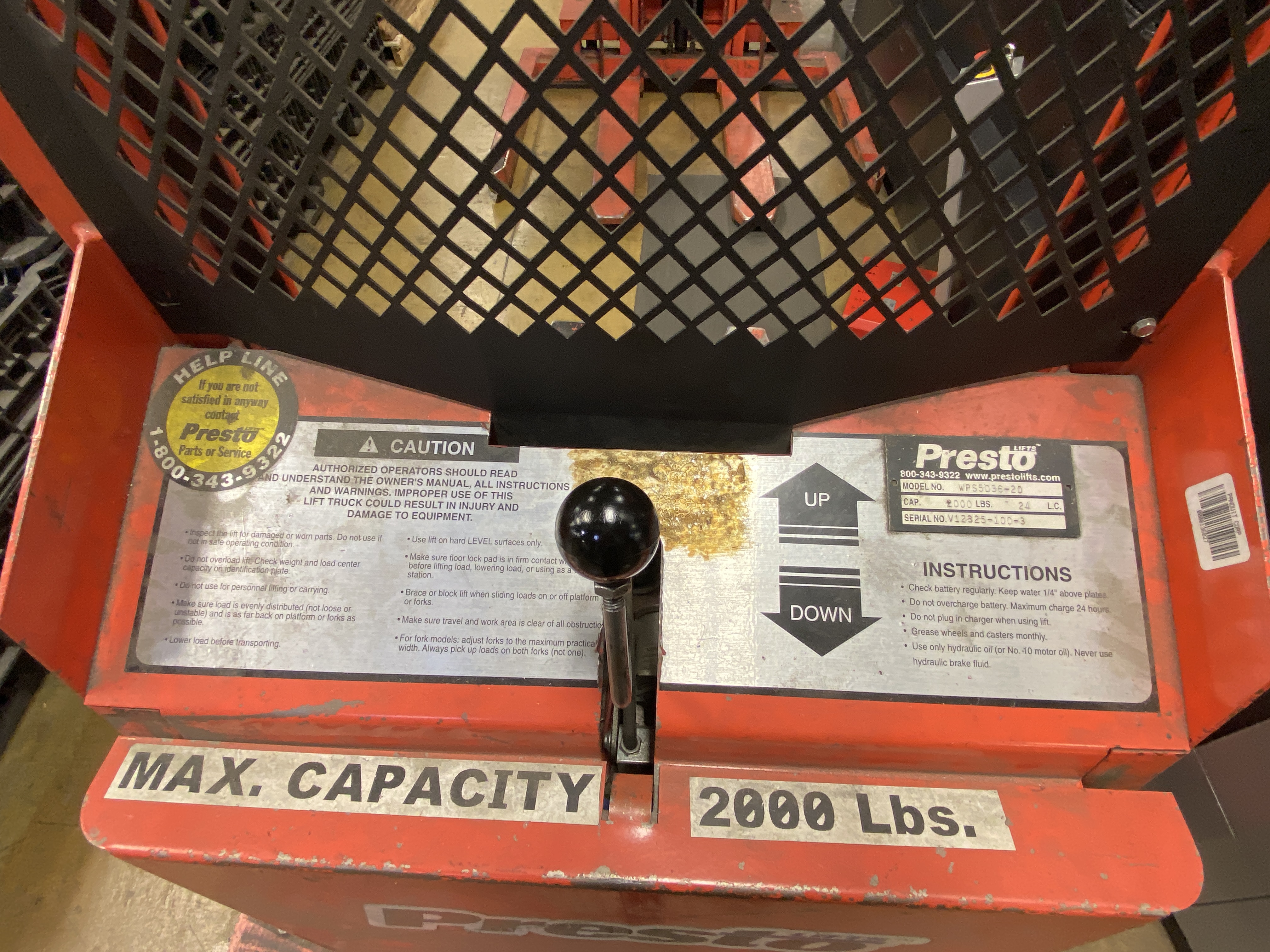 PRESTO LIFTS WPS5036-20 2000 LB CAP LIFT For Sale | Aucto