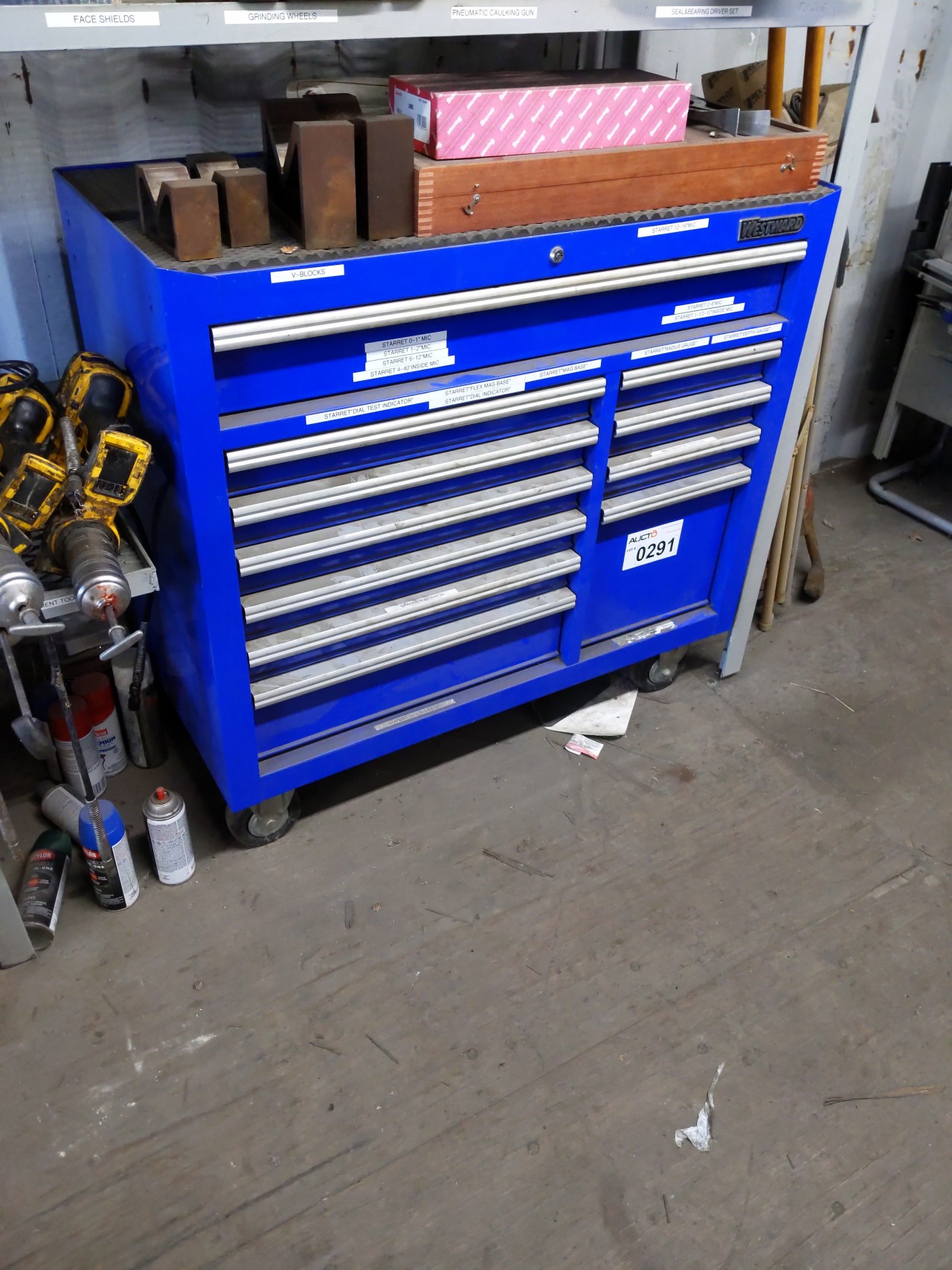 Westward tool box with Starret measuring/ Calibration tools