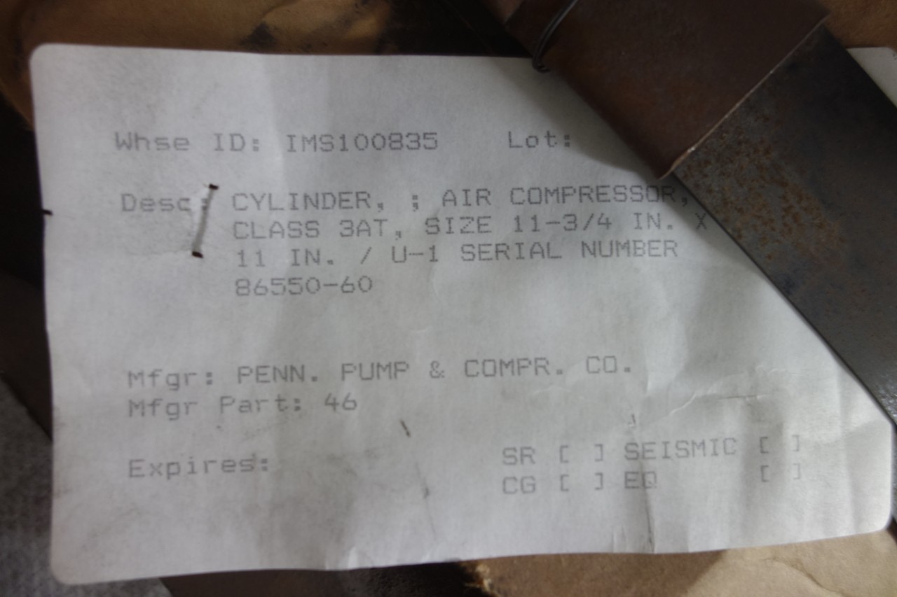PENNSYLVANIA PUMP & COMPRESSOR COMPANY AIR COMPRESSOR CYLINDER