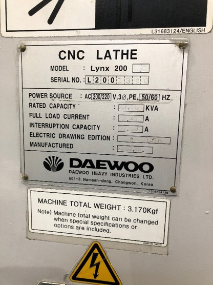 DAEWOO LYNX 200L CNC LATHE For Sale | Aucto