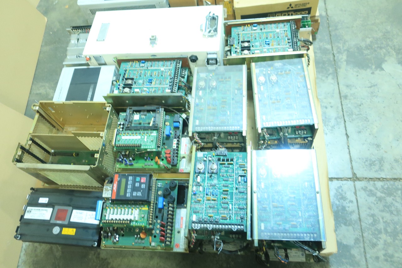 2 PALLETS OF ASSORTED ELECTRICAL SERVO DRIVE, CONTROLS, WIND TURBINE ...