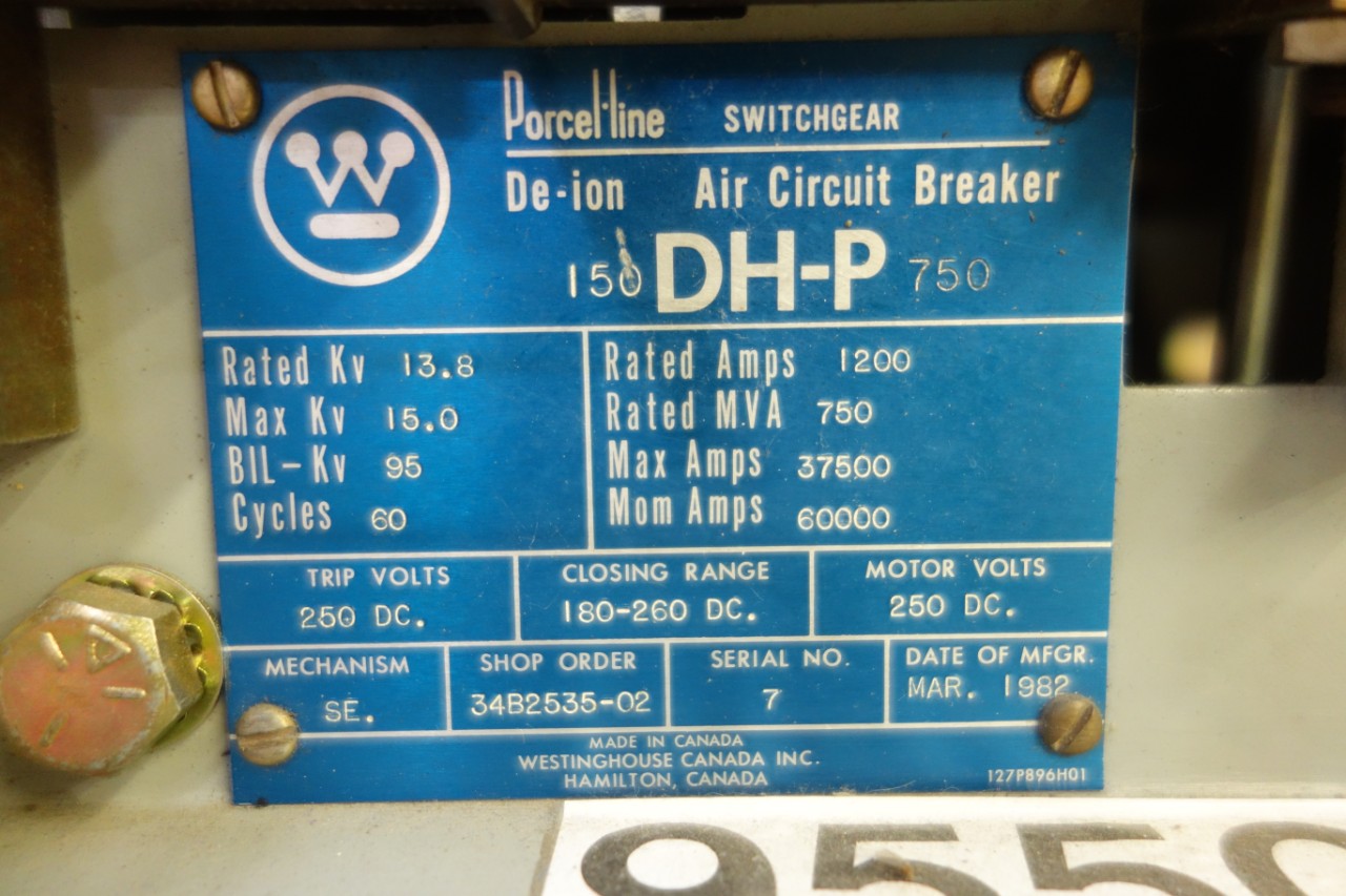 WESTINGHOUSE PORCEL LINE 150 DH-P 750 AIR CIRCUIT BREAKER