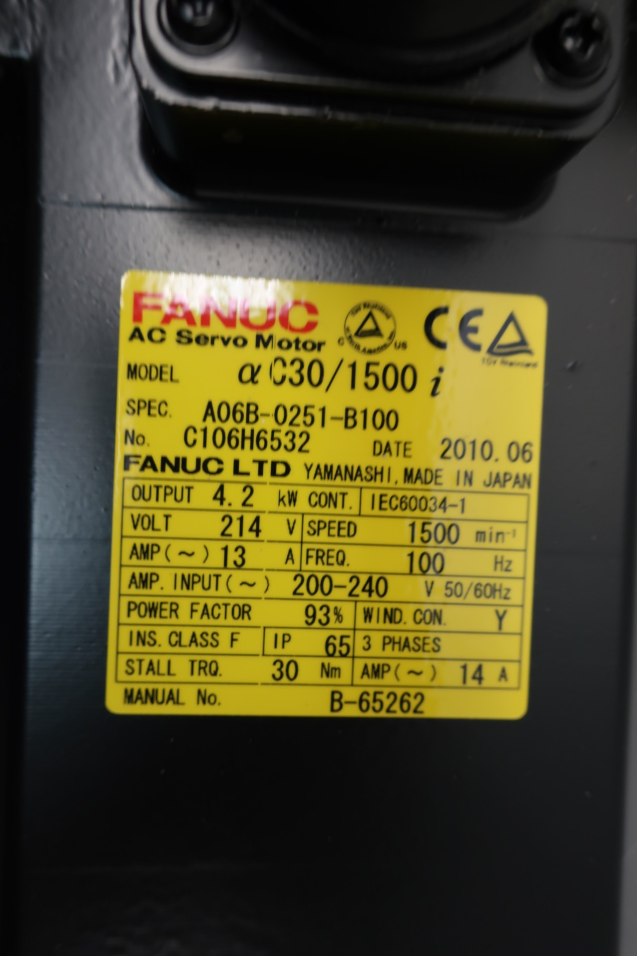 FANUC A06B-0251-B100 SERVO MOTOR