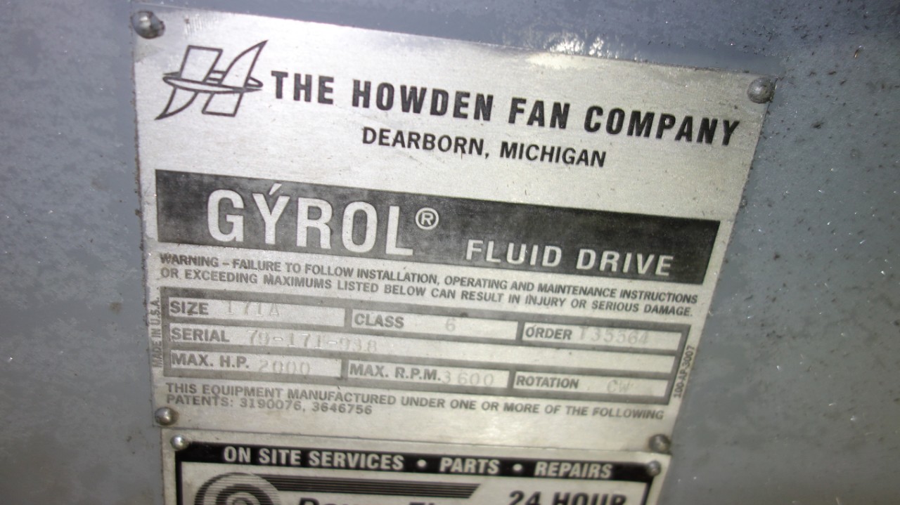 HOWDEN AMERICAN STANDARD 171A 2000HP GYROL FLUID DRIVE