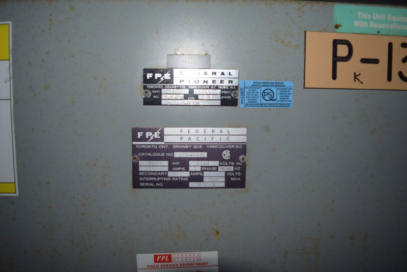 FPE 1 SECTION 2 X CONTACTOR SWITCHGEAR 400 A 4160 VAC