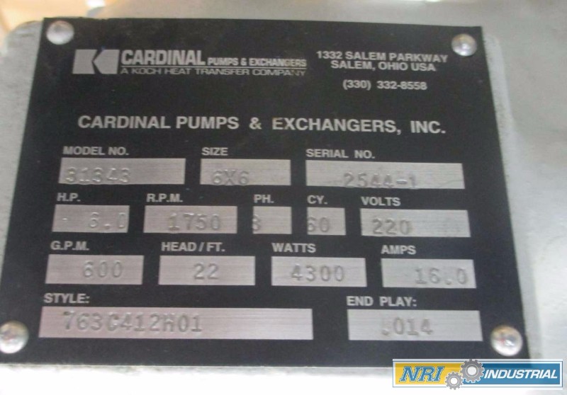 NEW CARDINAL PUMPS 31343-6X6 OIL PUMP 220V-AC 6HP For Sale | Aucto