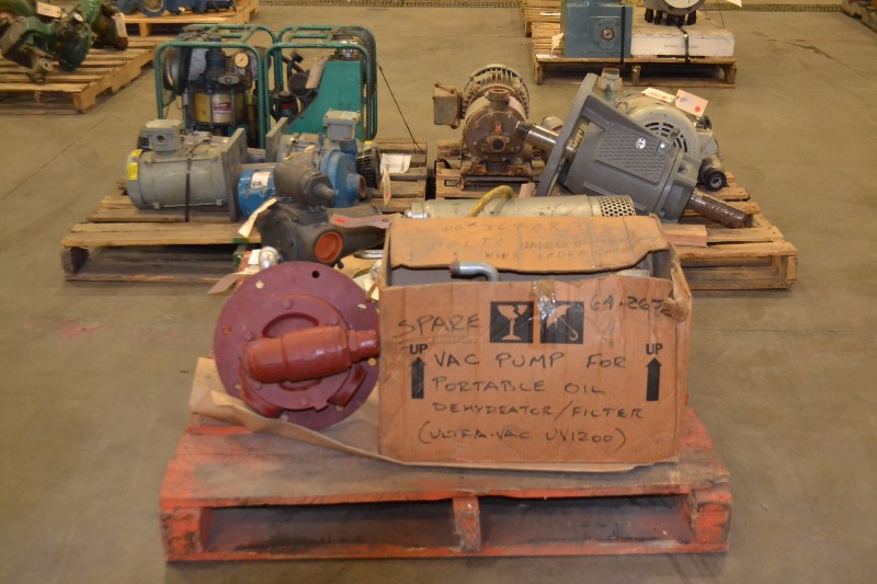 3 PALLETS OF PUMPS - ASSORTED TYPES INCLUDING VACUUM & CENTRIFUGAL ...