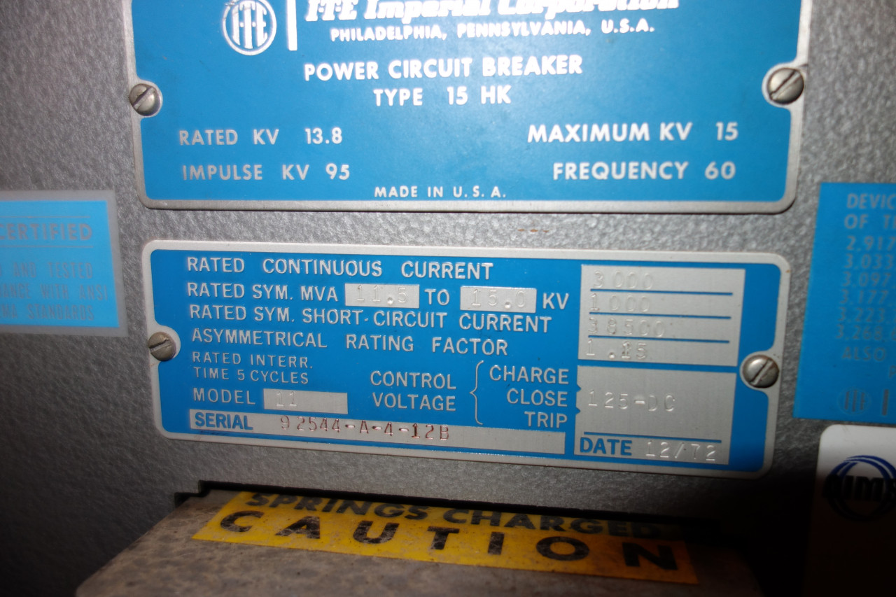 ITE TYPE 15 HK MODEL 11 3000A SWITCHGEAR CIRCUIT BREAKER