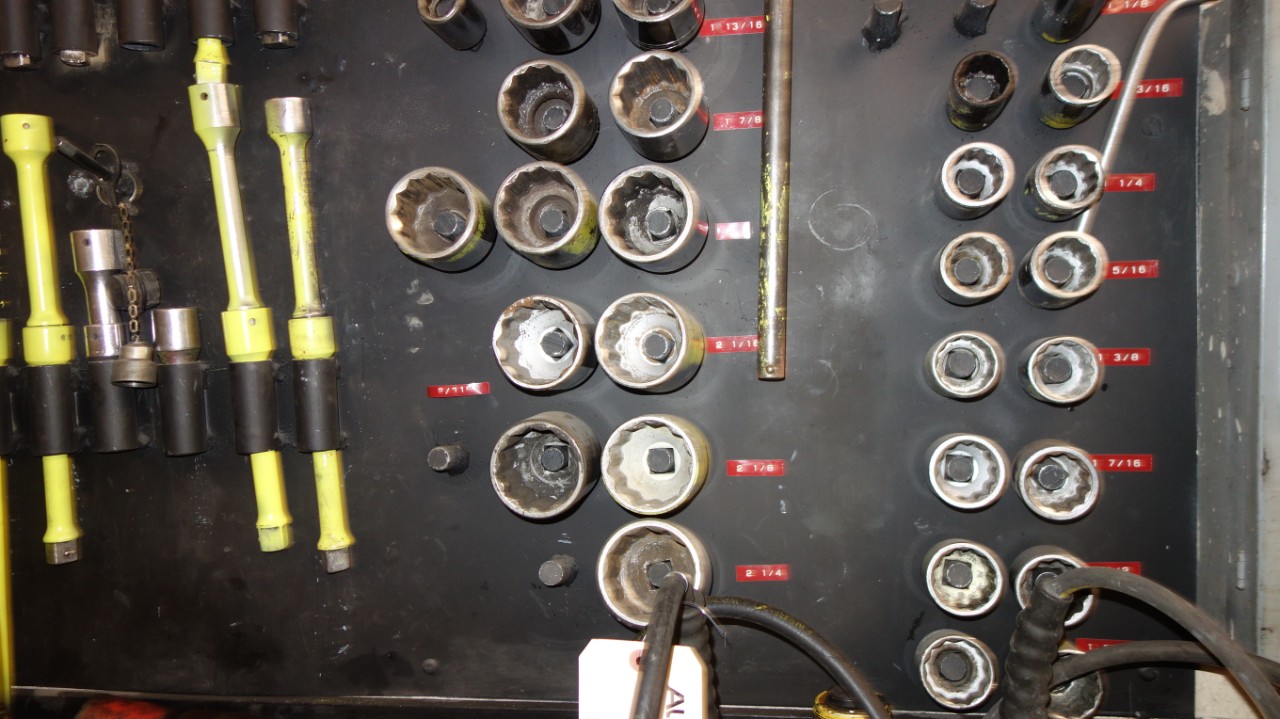 CONTENTS OF WALL, OPEN ENDED CRESCENT WRENCHES, SOCKET WRENCHES ...