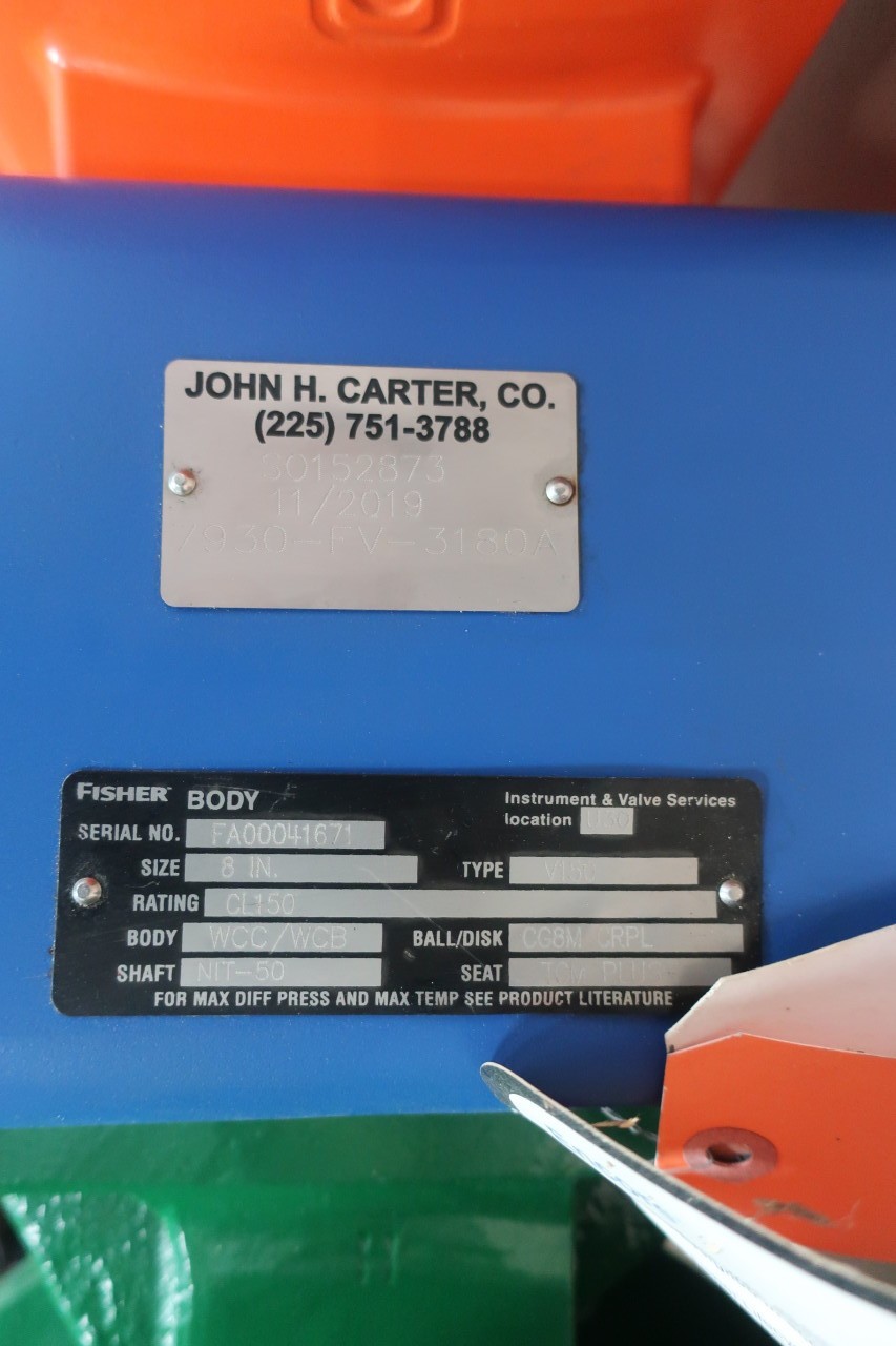 FISHER V150 VEE-BALL PNEUMATIC RPE0600U 150 STEEL FLANGED DVC6200 8IN ...