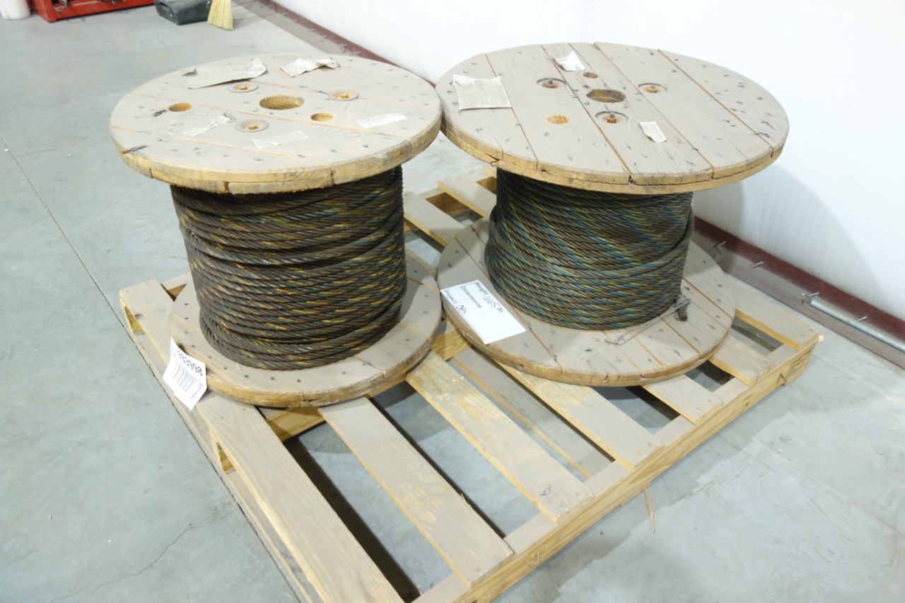 LOT OF 2 SPOOLS OF D&M WIRE ROPE INC 5/8 IN BRAIDED STEEL WIRE ROPE ...