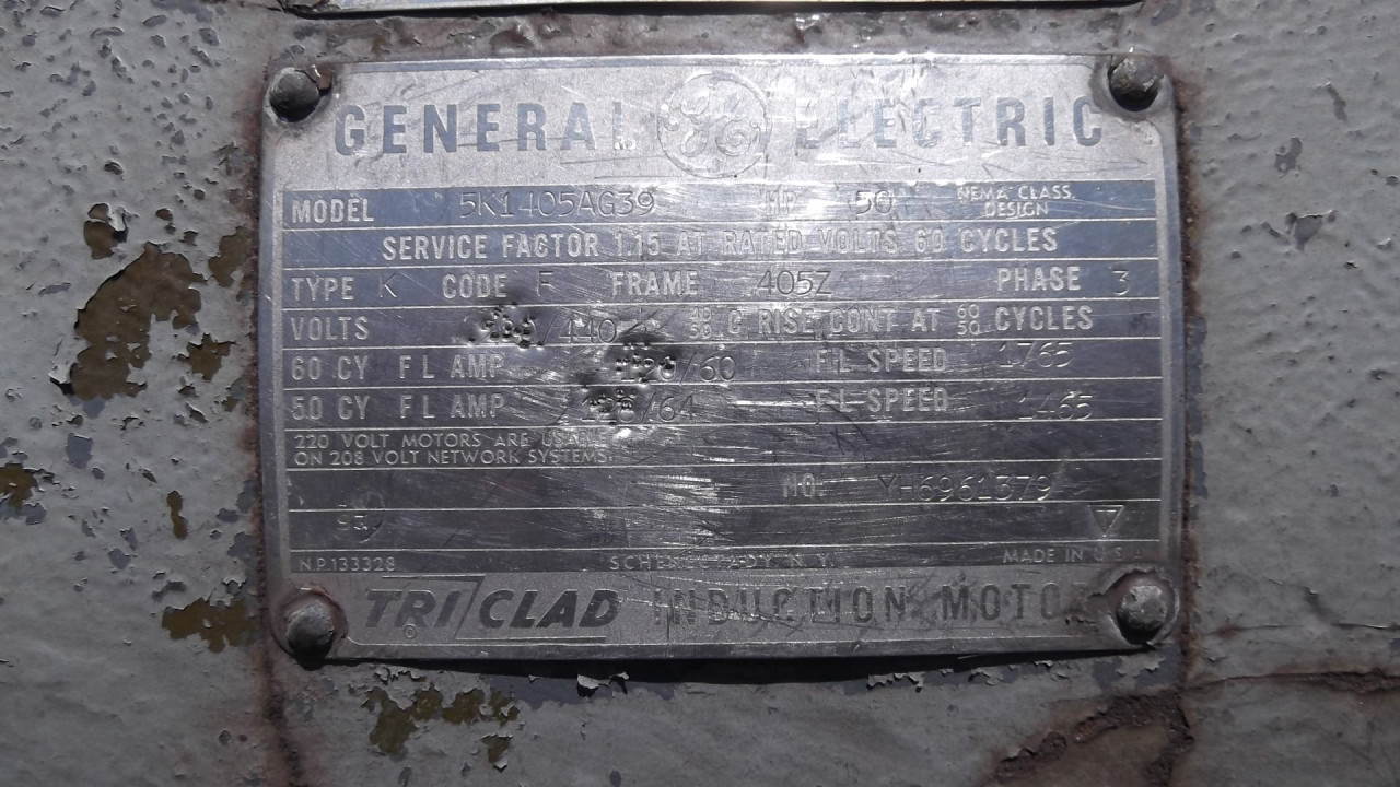 50 HP 1800 RPM 405Z Frame GE Motor Generator Set