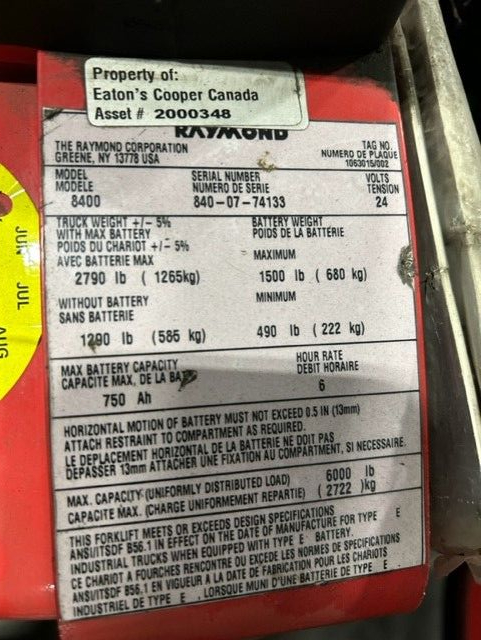 2008 Raymond 8400 Pallet Lift