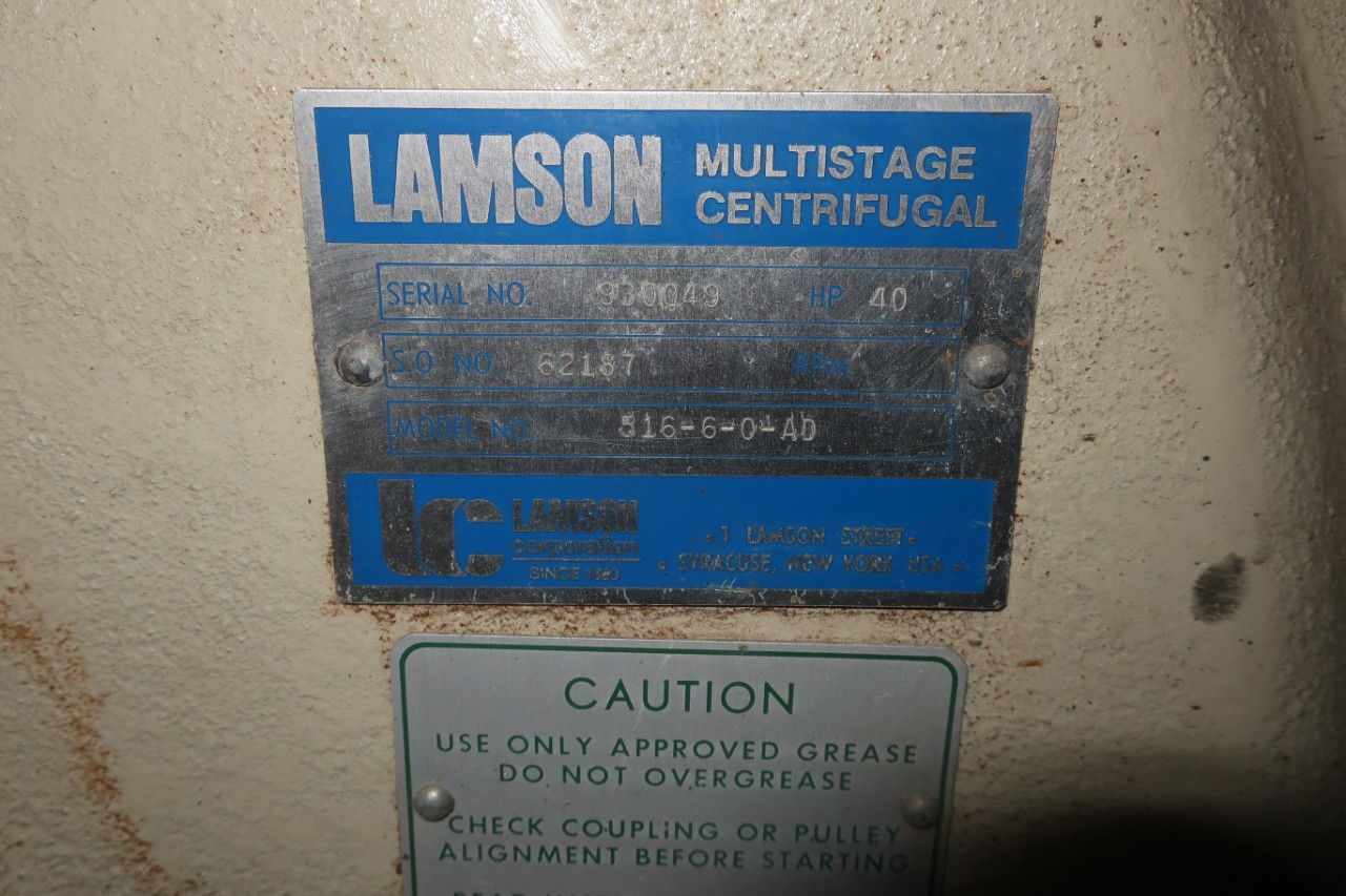 LAMSON 516-6-0-40 MULTISTAGE CENTRIFUGAL BLOWER 40HP For Sale | Aucto