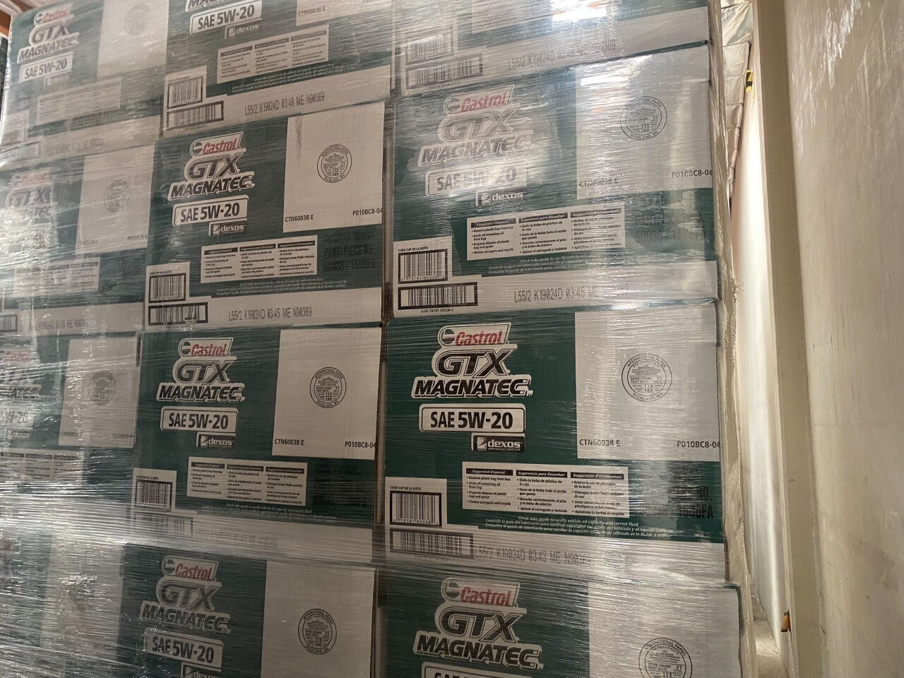 Lot of 42 Pallets of Castrol 5W-20 GTX Motor Oil