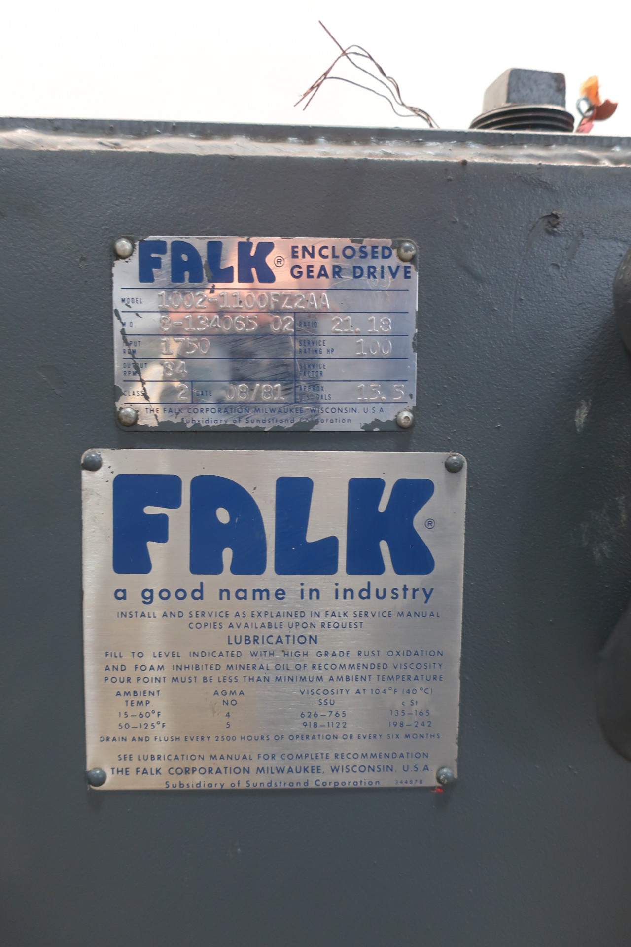FALK 1002-1100FZ2AA ENCLOSED GEAR DRIVE 100HP 21.18:1 For Sale | Aucto