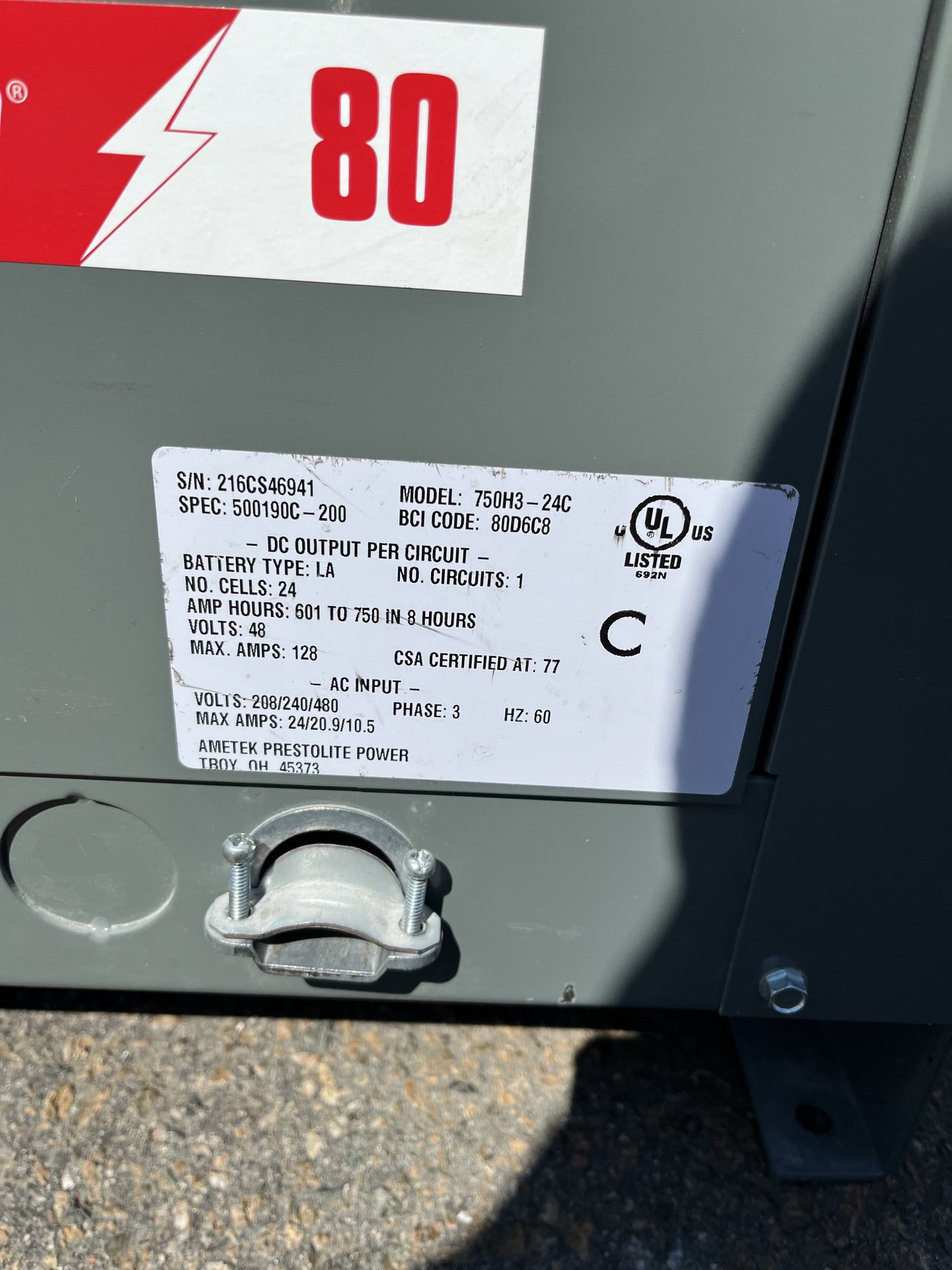Ametek Prestolite Power - BATTERY MATE 80 (Lot 2600328) Charleston