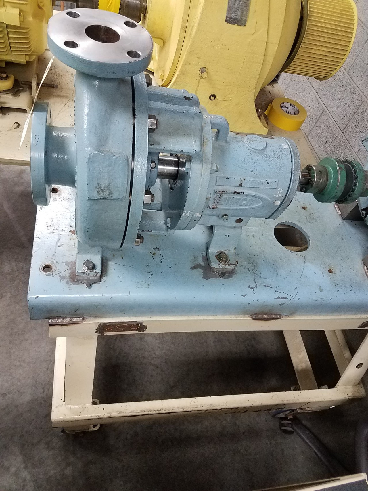 Pump and motor test station with Duriron 3x2-10 stainless pump and ...