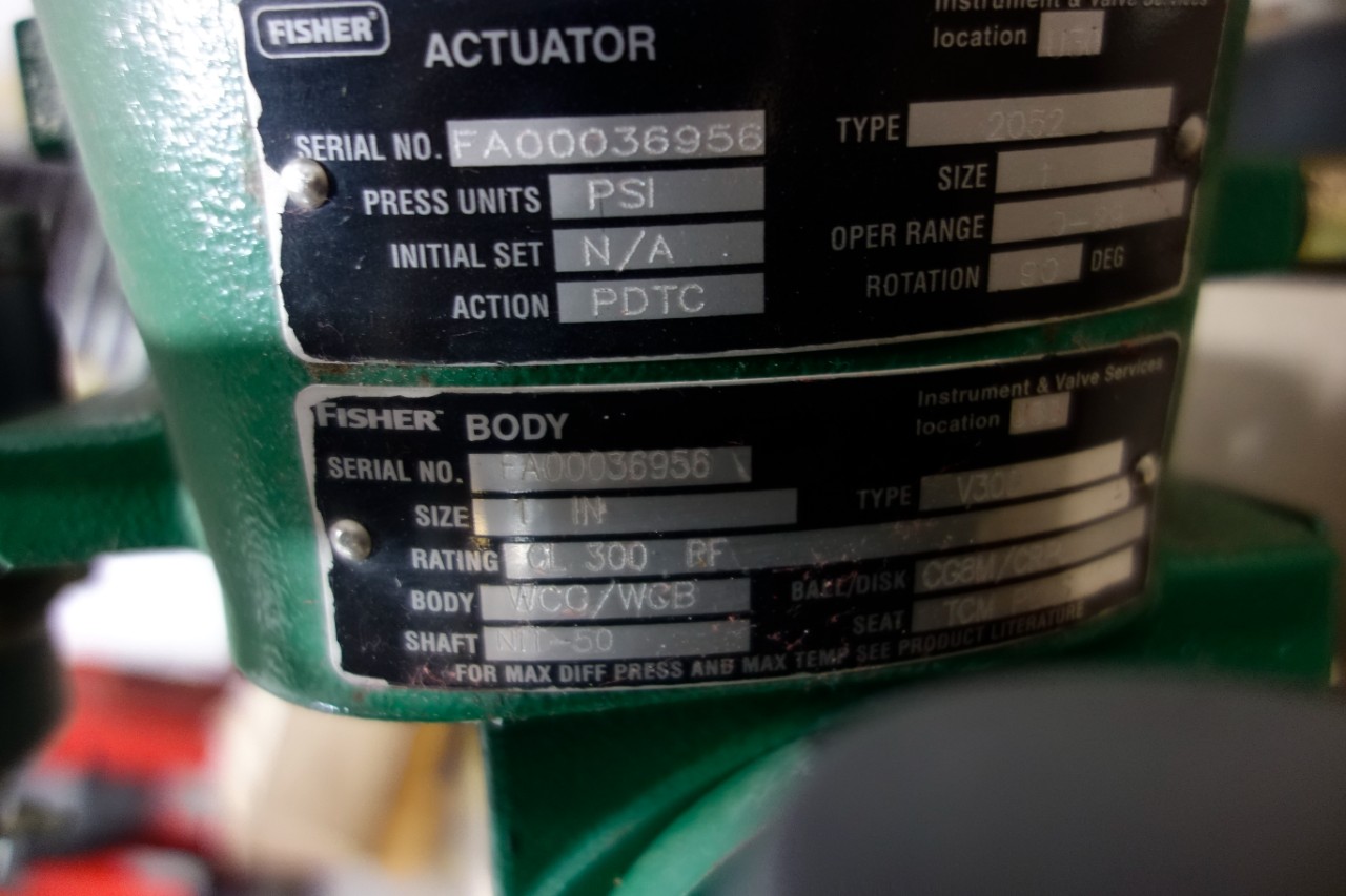 LOT OF 2 FISHER V300 PNEUMATIC 2052 300 STEEL FLANGED DXP-M21GSEB 1IN CONTROL VALVES For Sale ...