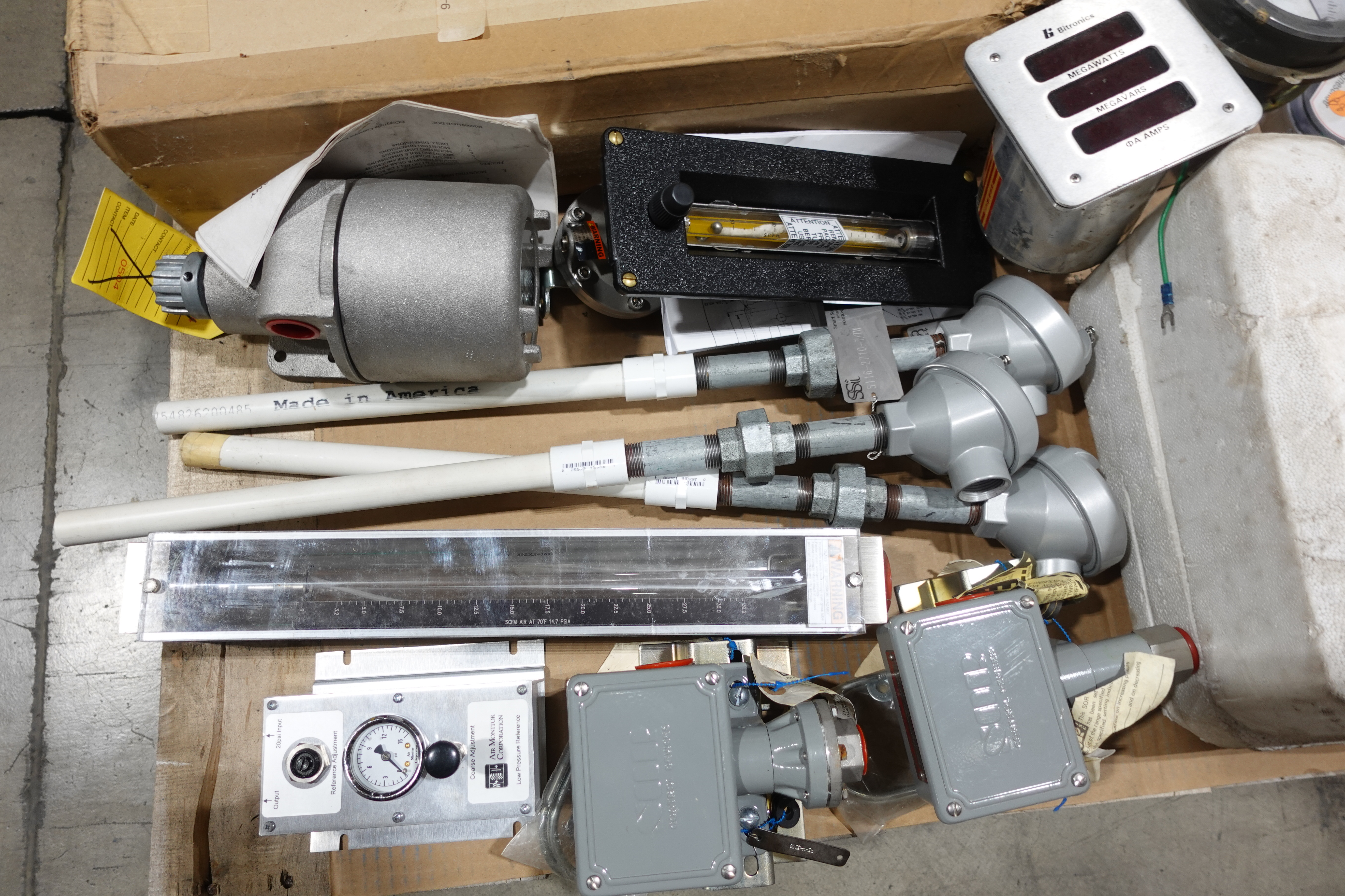 4 PALLETS OF ASSORTED INSTRUMENTATION, METERS, GAUGES, SWITCHES AND ...