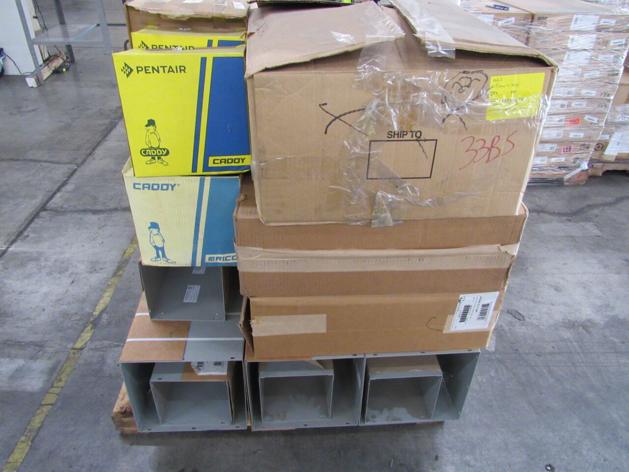 Pallet of 390x Assorted Electrical Enclosures & Electrical Conduit/Fittings