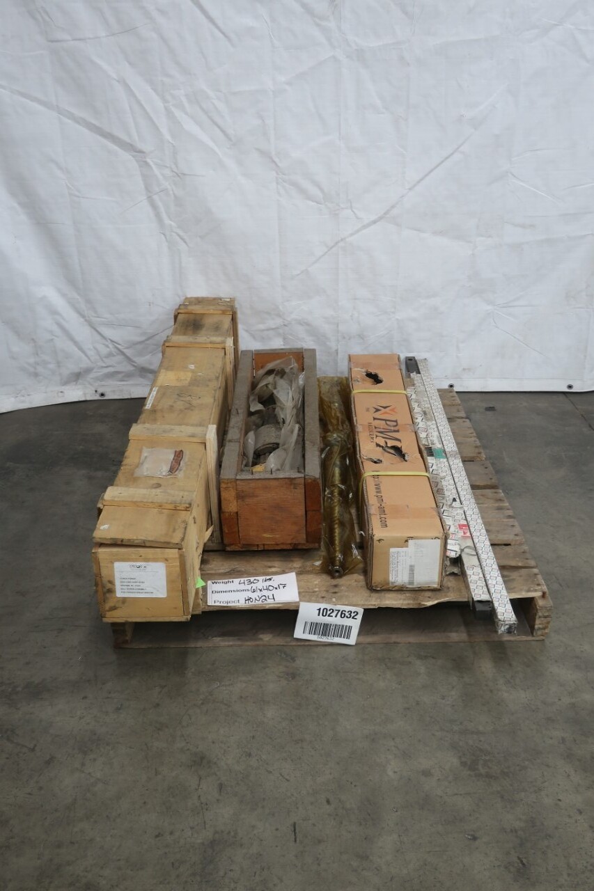 PALLET OF ASSORTED BALLSCREW ASSEMBLIES AND GEAR RACKS