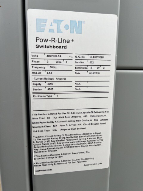 Assorted Lot of Eaton Pow-R-Line Switchboard & Cabinets For Sale | Aucto