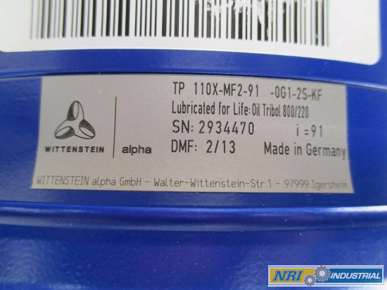 WITTENSTEIN ALPHA TP 91:1 GEAR REDUCER
