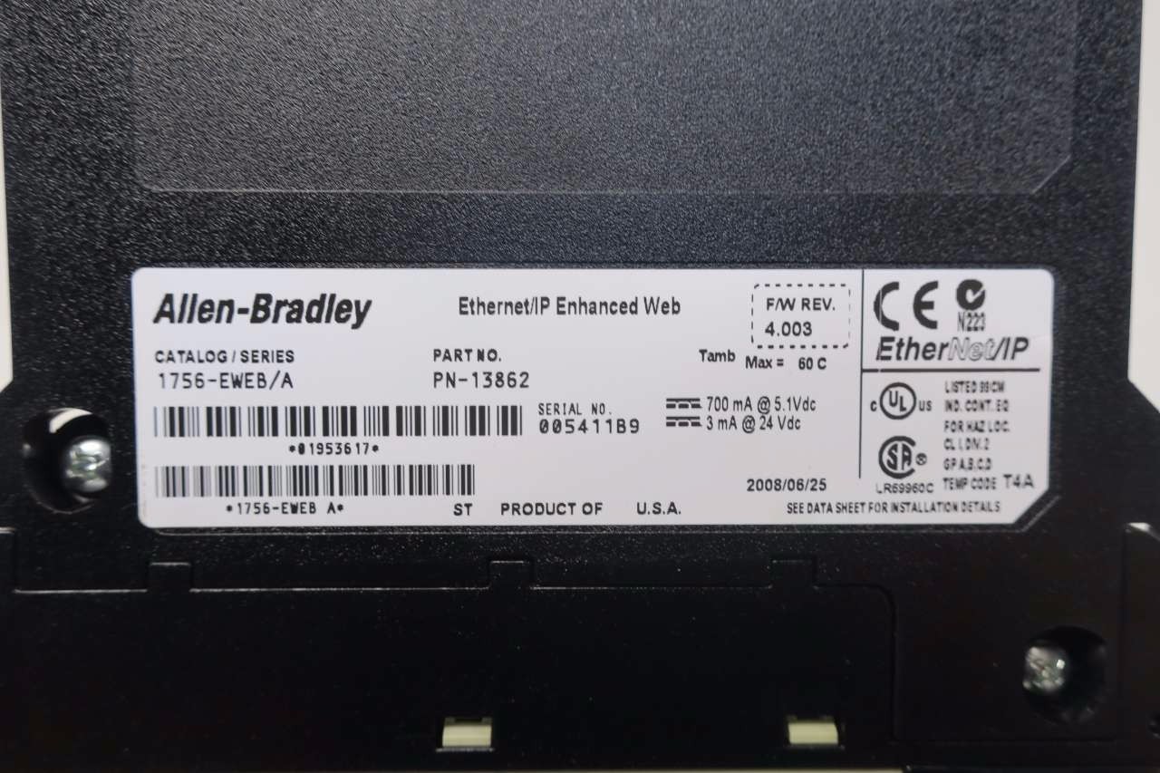 ALLEN BRADLEY CONTROLLOGIX ETHERNET/IP WEB SERVER MODULE
